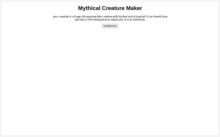 Mythical Creature Maker ― Perchance Generator
