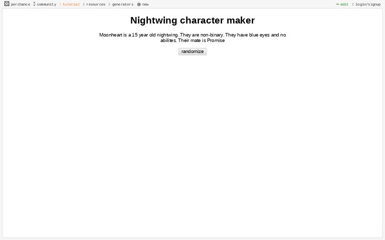 Nightwing character maker ― Perchance Generator
