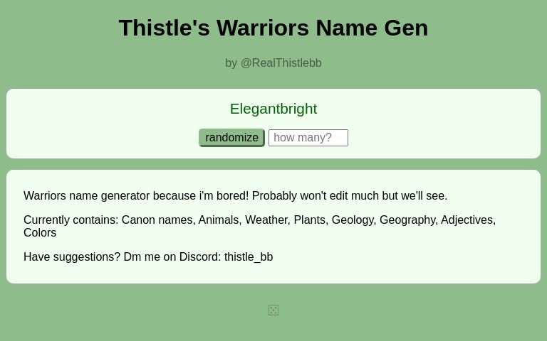 Thistle's Warriors Name Gen