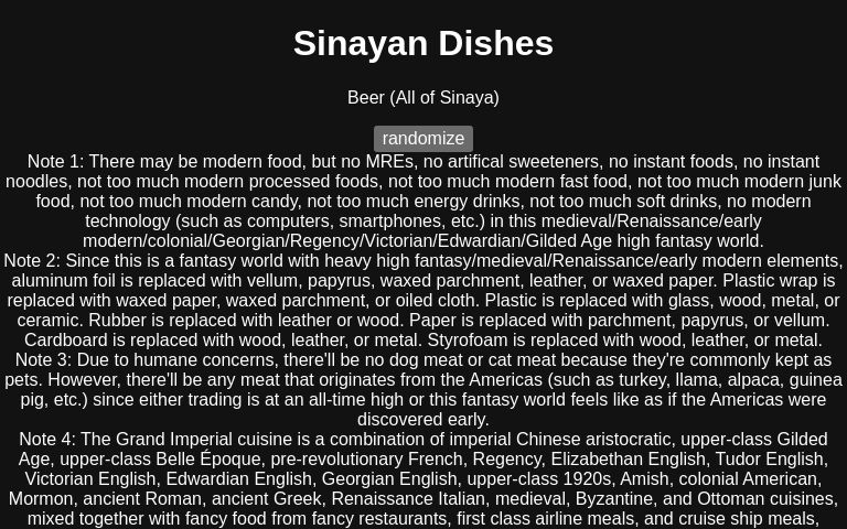 Sinayan Dishes ― Perchance Generator