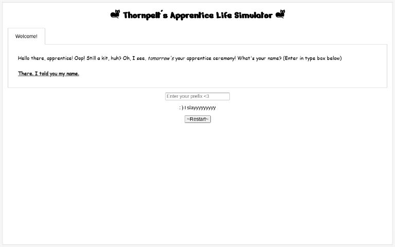Thornpelt's Apprentice Life Simulator ― Perchance Generator