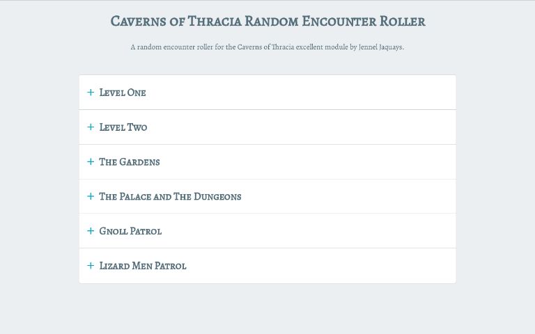 Caverns of Thracia Random Encounter Roller ― Perchance Generator