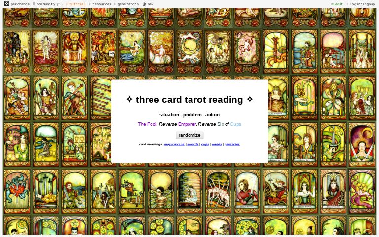 three card tarot reading ― Perchance Generator