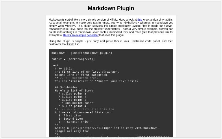 Markdown Plugin