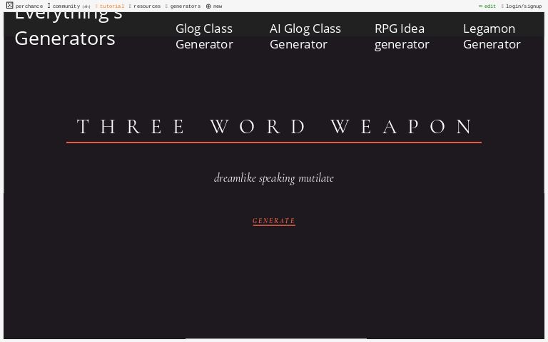 three word weapon ― Perchance Generator