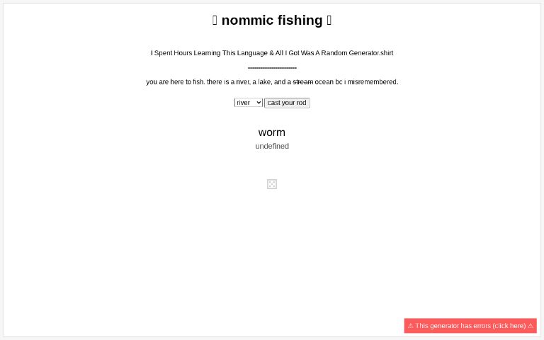 🎣 nommic fishing 🎣 ― Perchance Generator