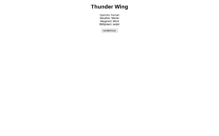 Thunder Wing ― Perchance Generator