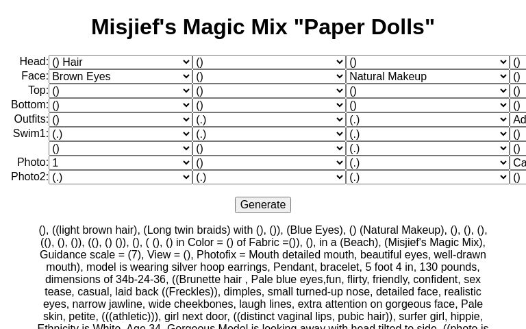Misjief's Magic Mix "Paper Dolls" ― Perchance Generator