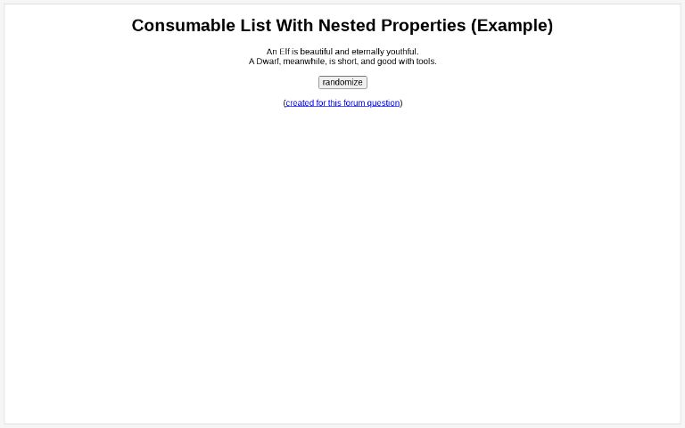 Consumable List With Nested Properties (Example) ― Perchance Generator