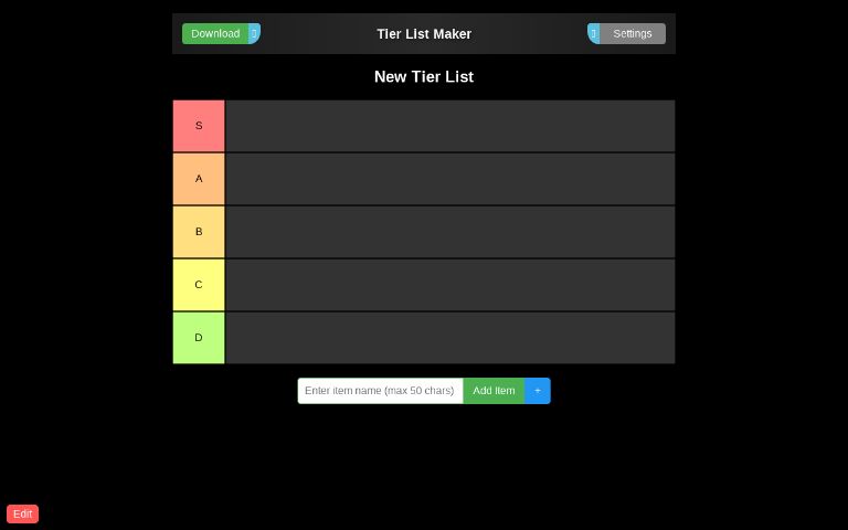Tier List Maker ― Perchance Generator
