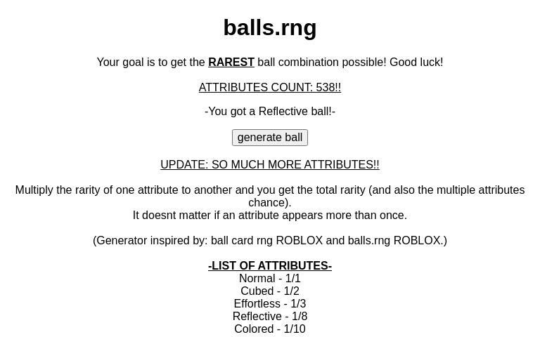 balls.rng ― Perchance Generator