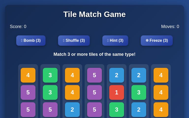 Tile Match Game ― Perchance Generator