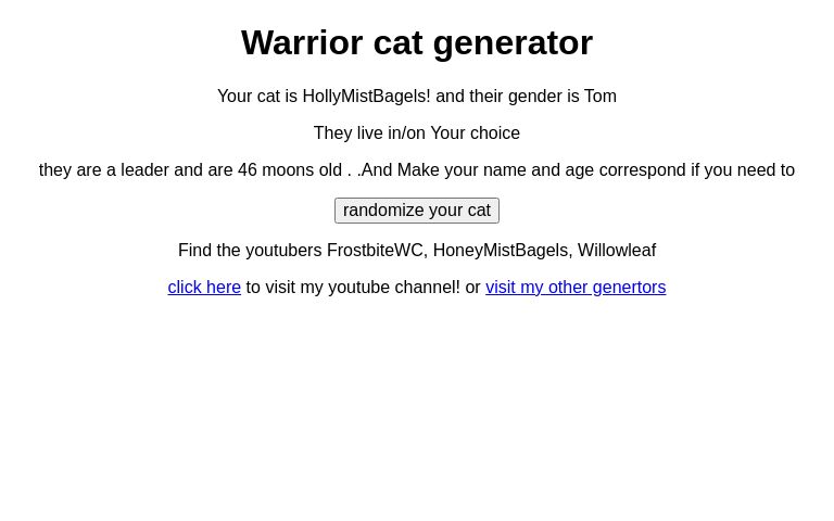 Warrior cat generator