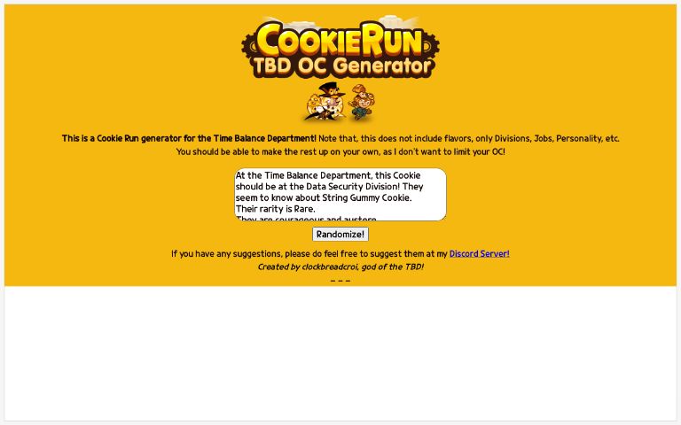 Cookie Run: TBD OC Generator