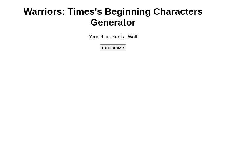 Warriors: Times's Beginning Characters Generator