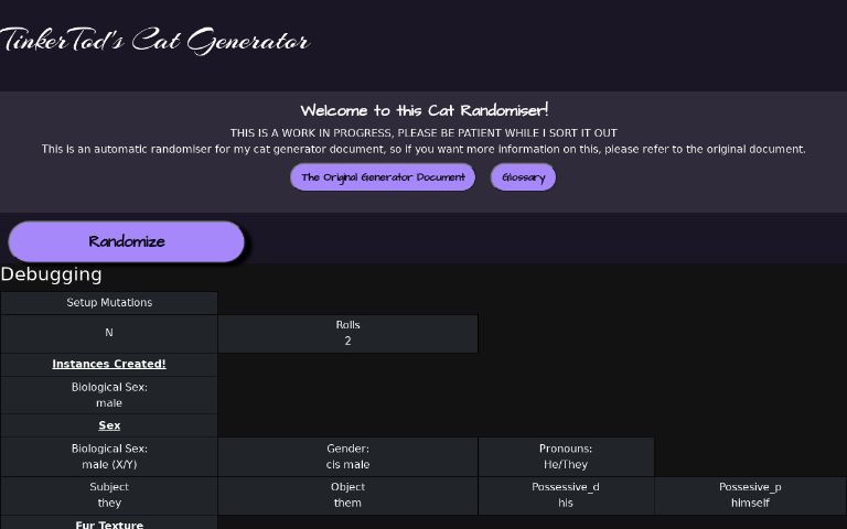 TinkerTod's Cat Generator