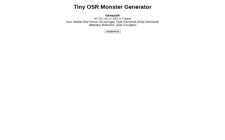 Tiny OSR Monster Generator