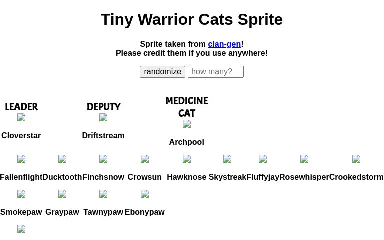 Tiny Warrior Cats Sprite ― Perchance Generator