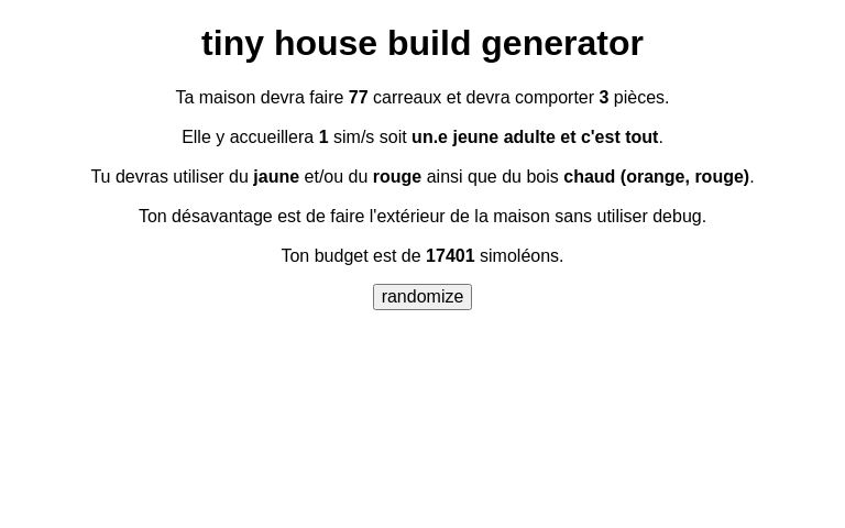 tiny house build generator