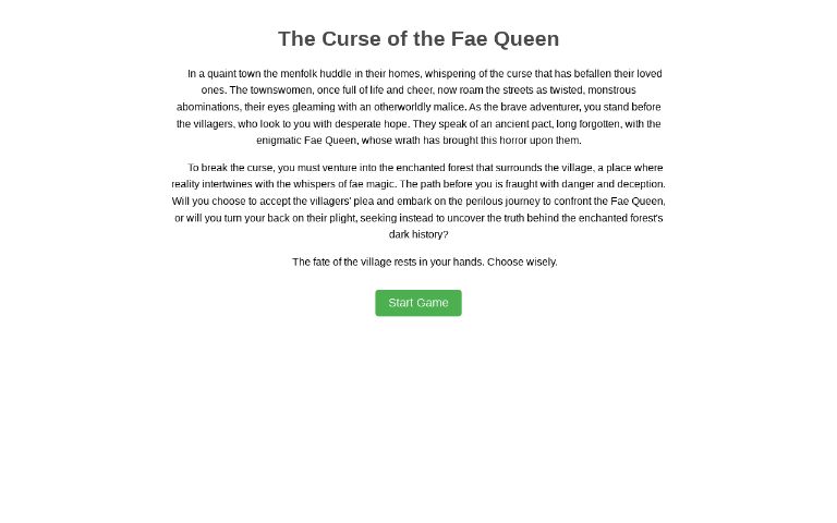 The Curse of the Fae Queen ― Perchance Generator