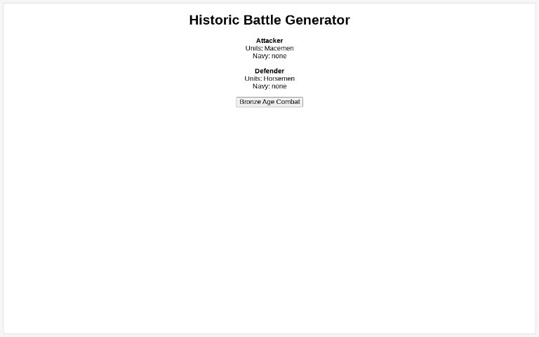 Historic Battle Generator