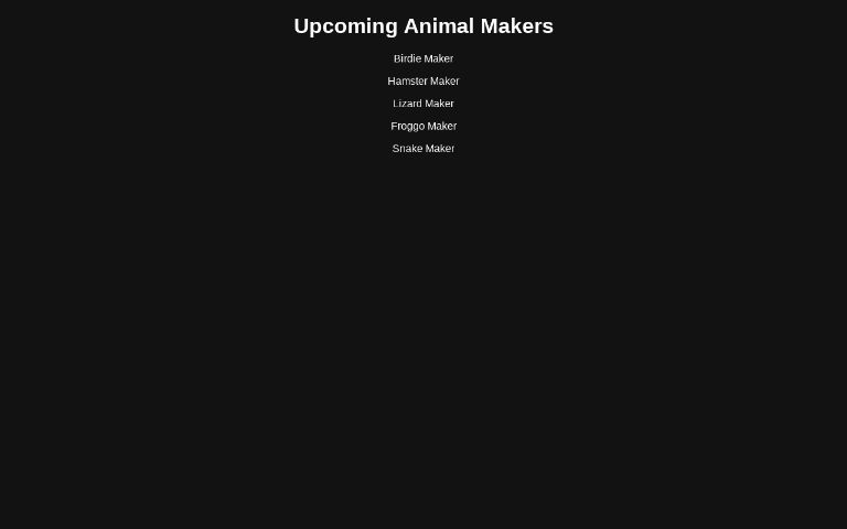 Upcoming Animal Makers ― Perchance Generator