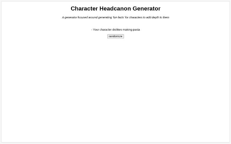 Character Headcanon Generator