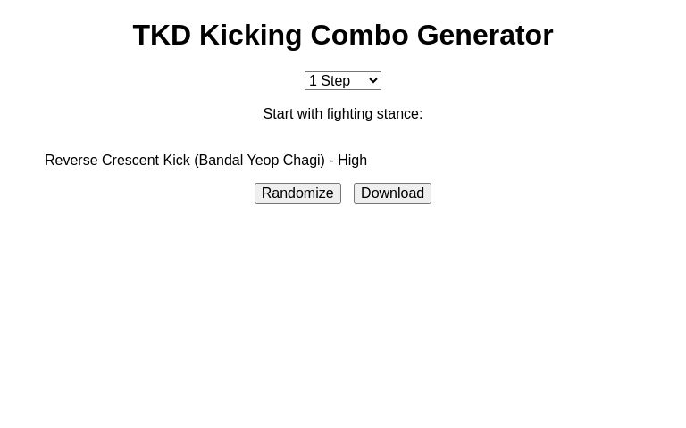 TKD Kicking Combo Generator