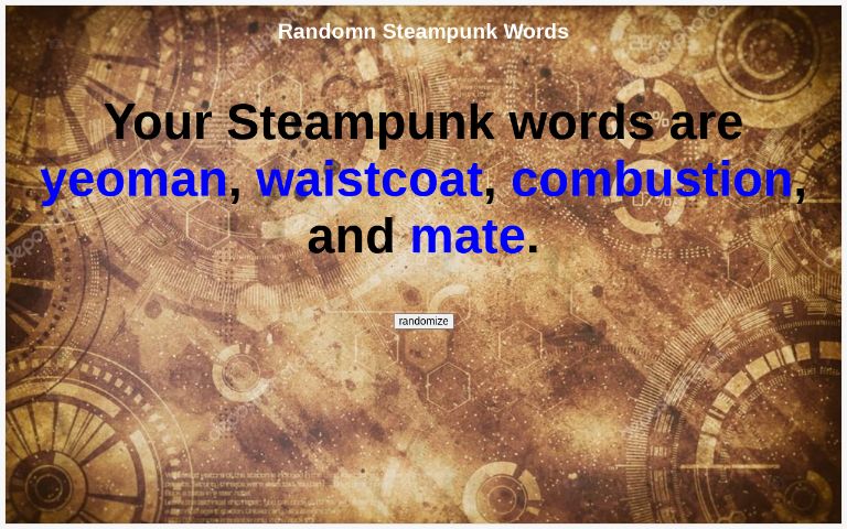 Randomn Steampunk Words ― Perchance Generator