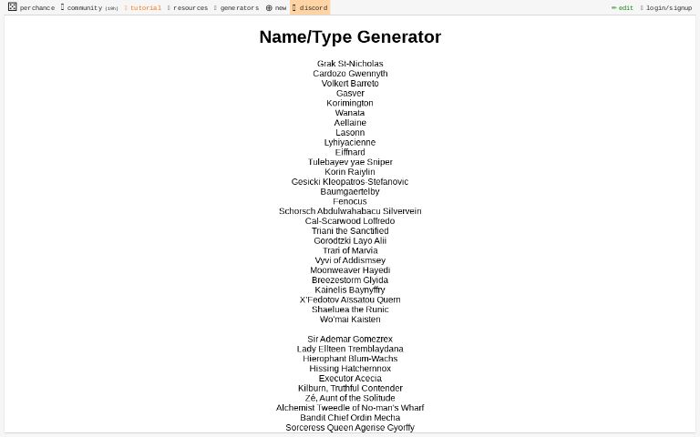 Name/Type Generator ― Perchance