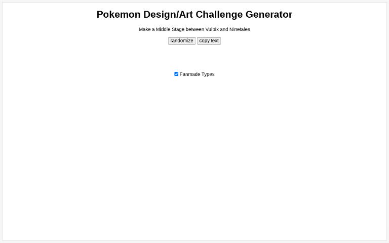 Pokemon Design/Art Challenge Generator