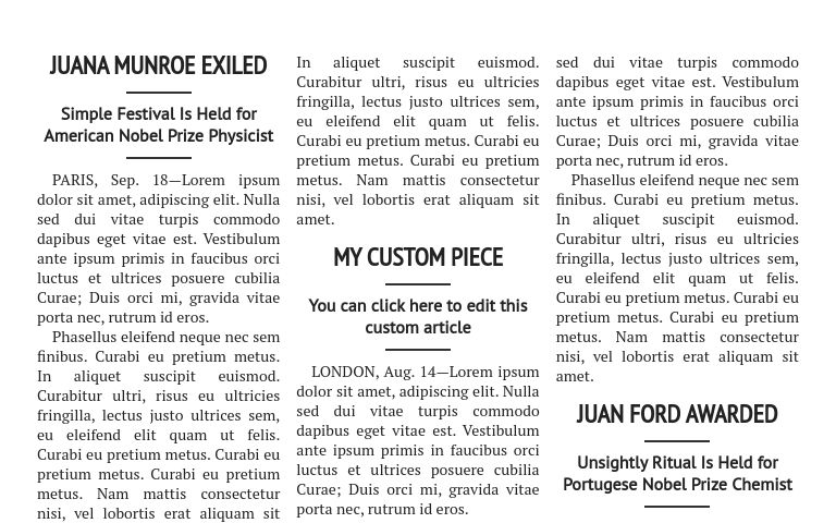 Newspaper Multi-Column Template ― Perchance Generator