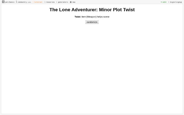 The Lone Adventurer: Minor Plot Twist ― Perchance Generator