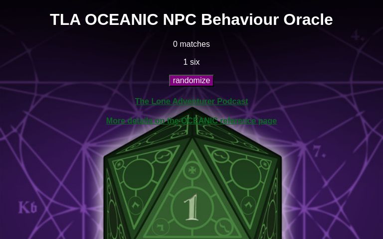 TLA OCEANIC NPC Behaviour Oracle ― Perchance Generator