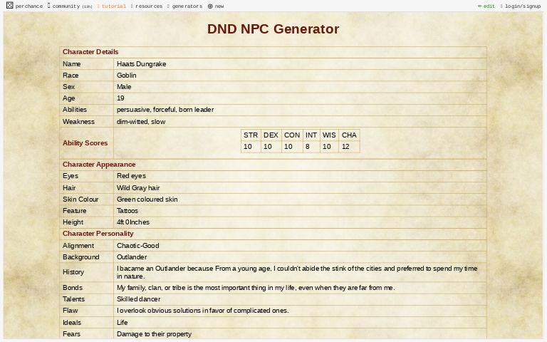DND NPC Generator