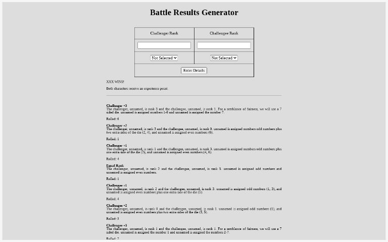 Battle Results Generator