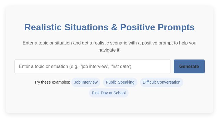 Realistic Situations & Positive Prompts ― Perchance Generator
