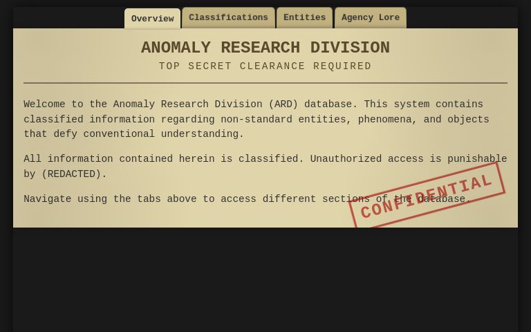 ANOMALY RESEARCH DIVISION ― Perchance Generator