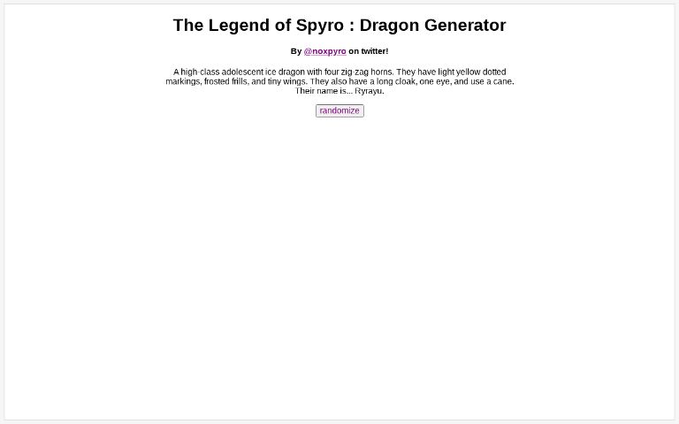 The Legend of Spyro : Dragon Generator