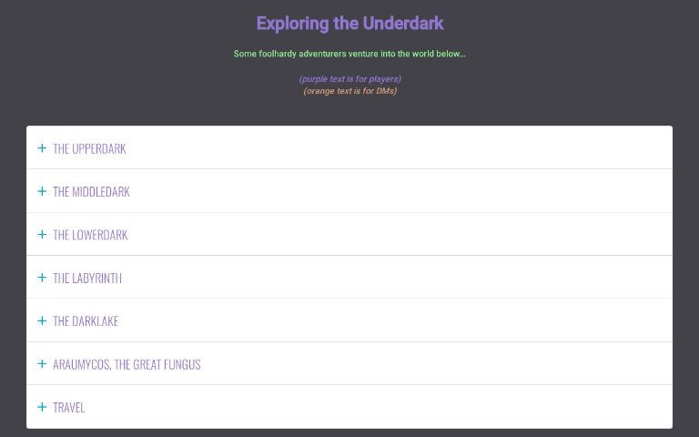 Exploring the Underdark ― Perchance Generator