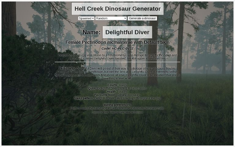 Hell Creek Dinosaur Generator
