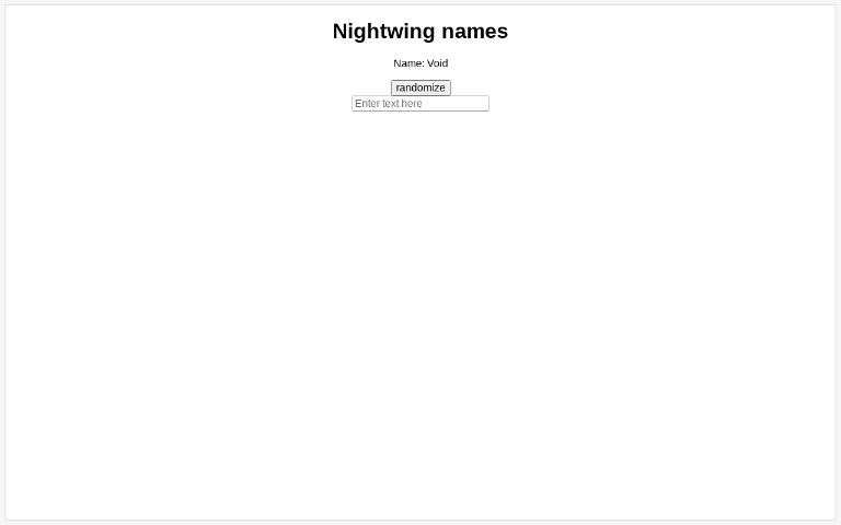 Nightwing names ― Perchance Generator