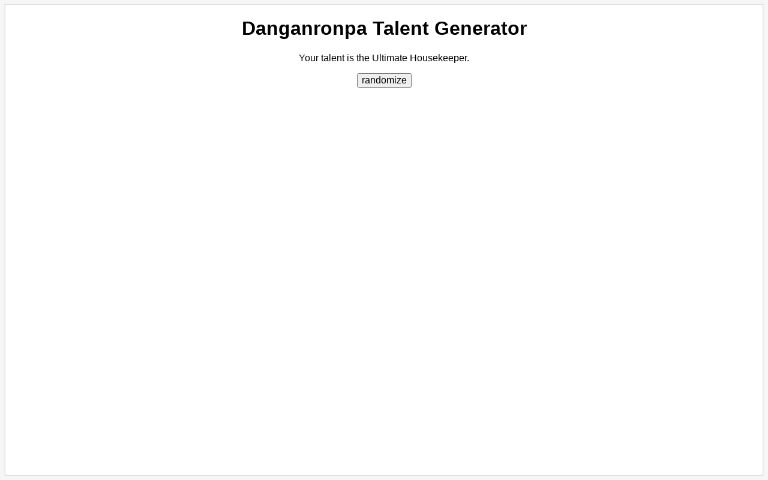 Danganronpa Talent Generator