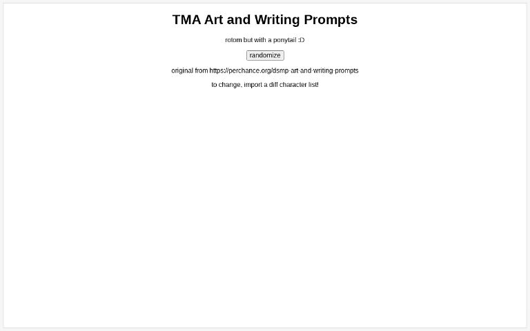 TMA Art and Writing Prompts ― Perchance Generator
