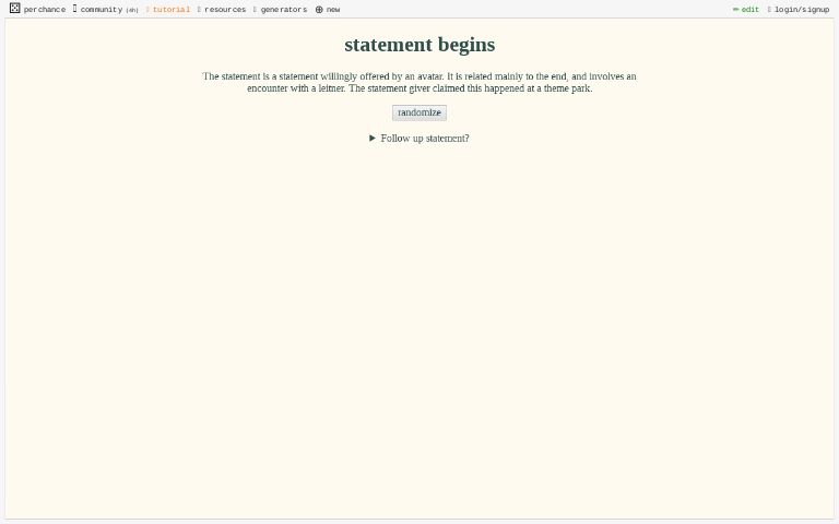 statement begins ― Perchance Generator