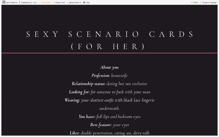 sexy scenario cards (for her) ― Perchance Generator