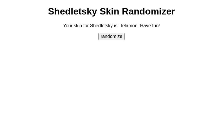 Shedletsky Skin Randomizer ― Perchance Generator
