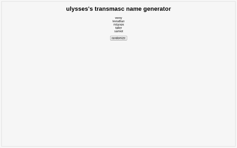 ulysses's transmasc name generator