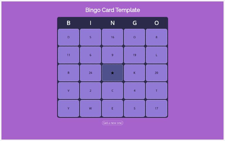 Bingo Card Template ― Perchance Generator