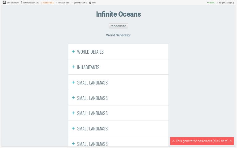Infinite Oceans ― Perchance Generator